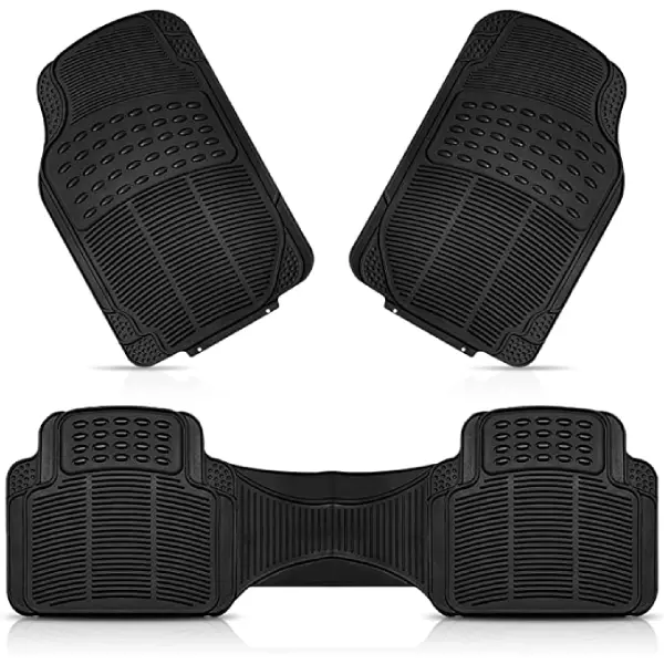 Universal PVC Rubber Car Floor Mats 3pcs - Black